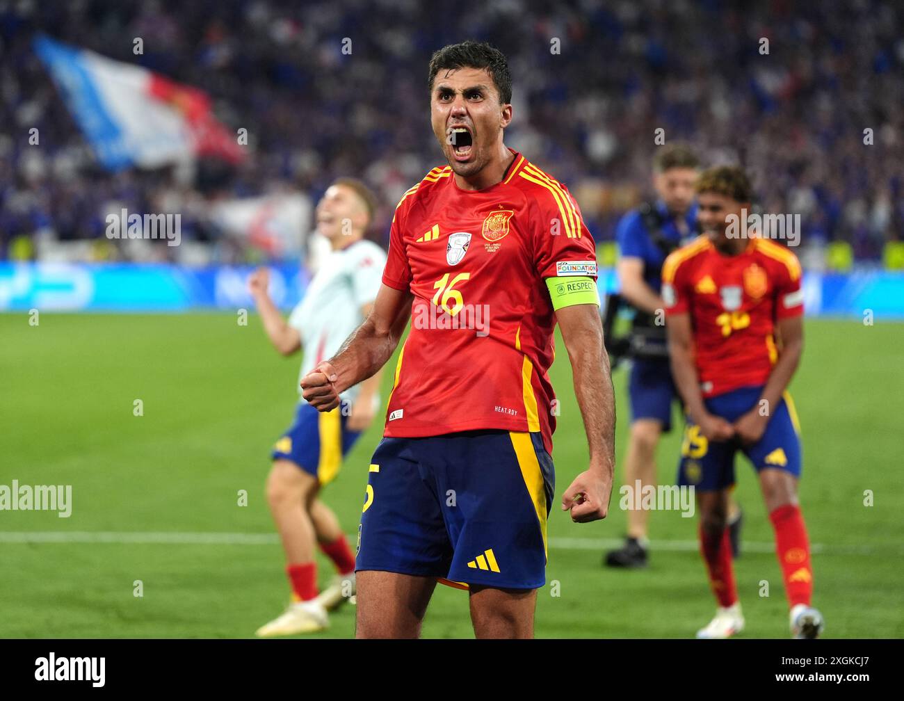 Spain's Rodri celebrates after winning the UEFA Euro 2024, semi-final ...