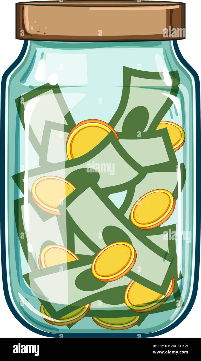 save coin jar cartoon vector illustration Stock Vector Image & Art - Alamy