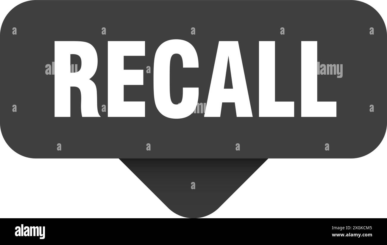 recall sticker. recall sign on transparent background. rectangular ...