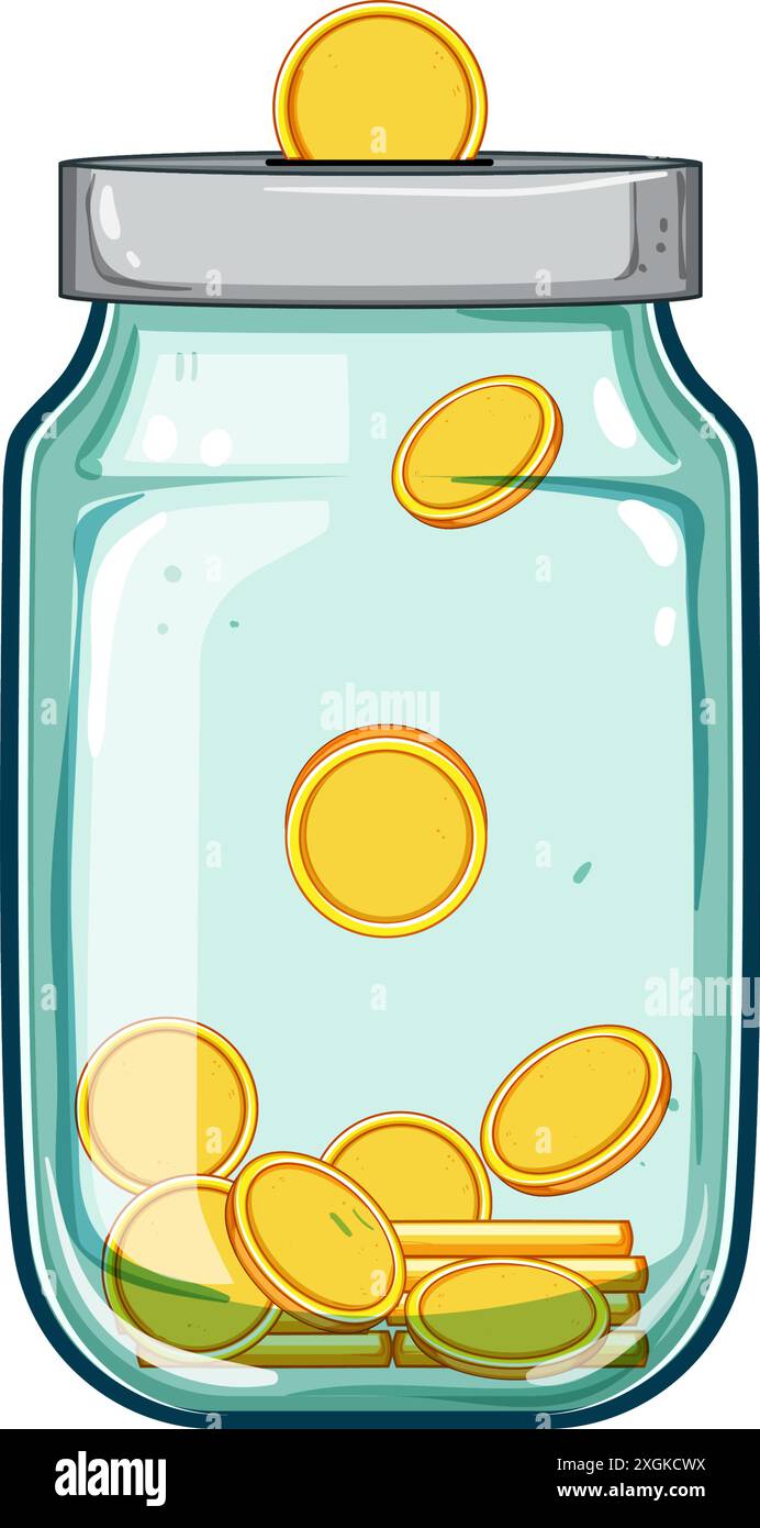 finance coin jar cartoon vector illustration Stock Vector Image & Art ...