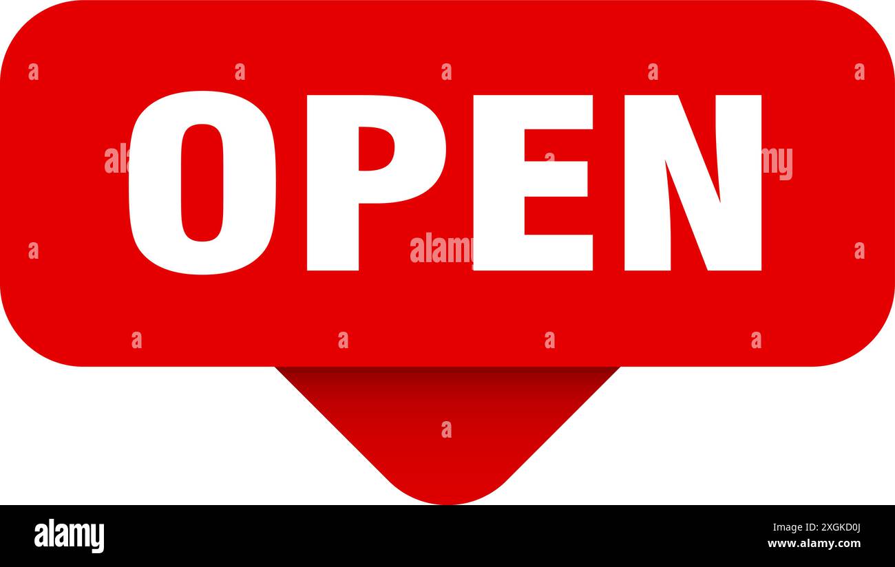 open sticker. open sign on transparent background. rectangular button ...