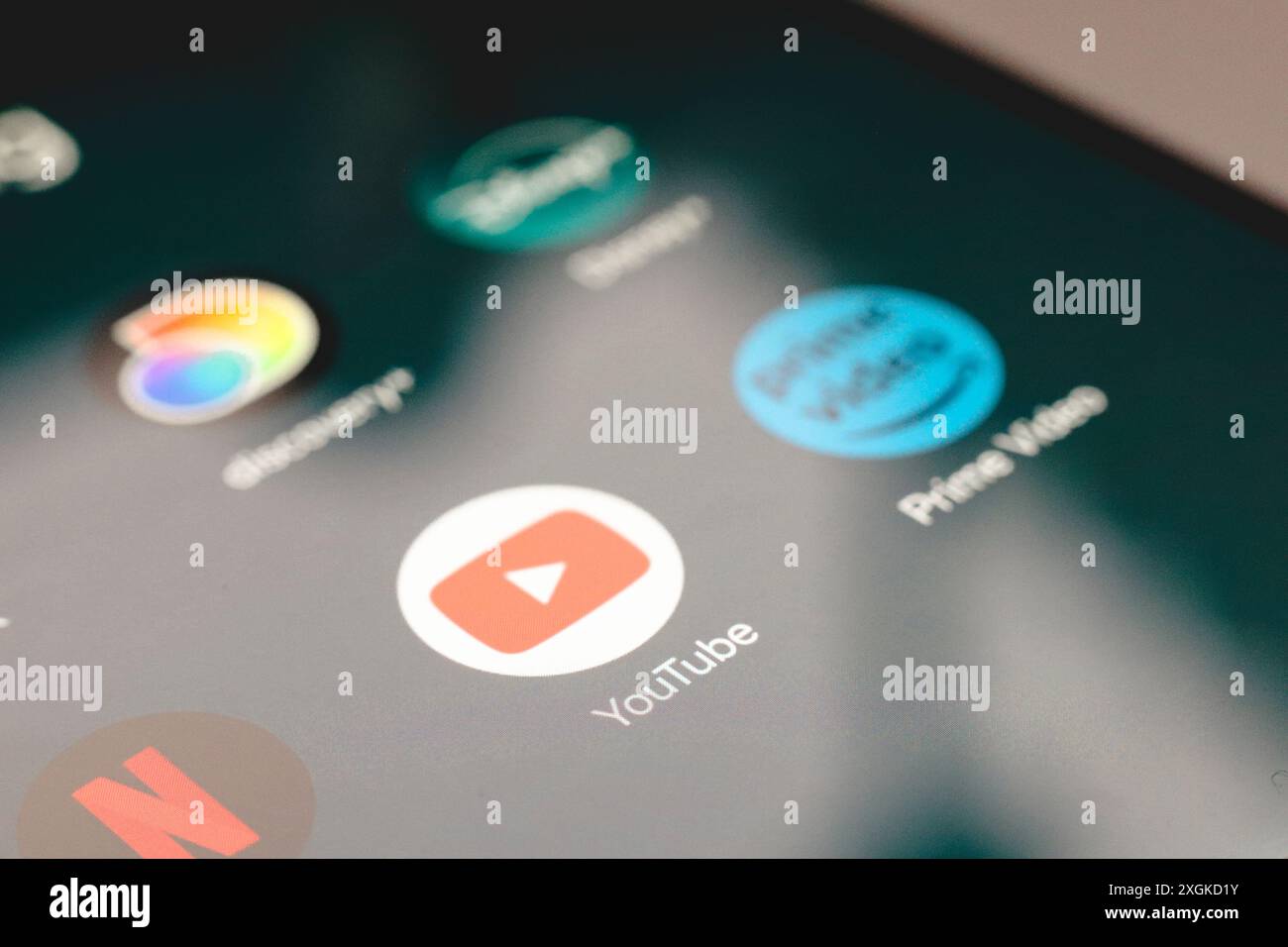 In this photo illustration, the Netflix, YouTube and Prime Video app ...