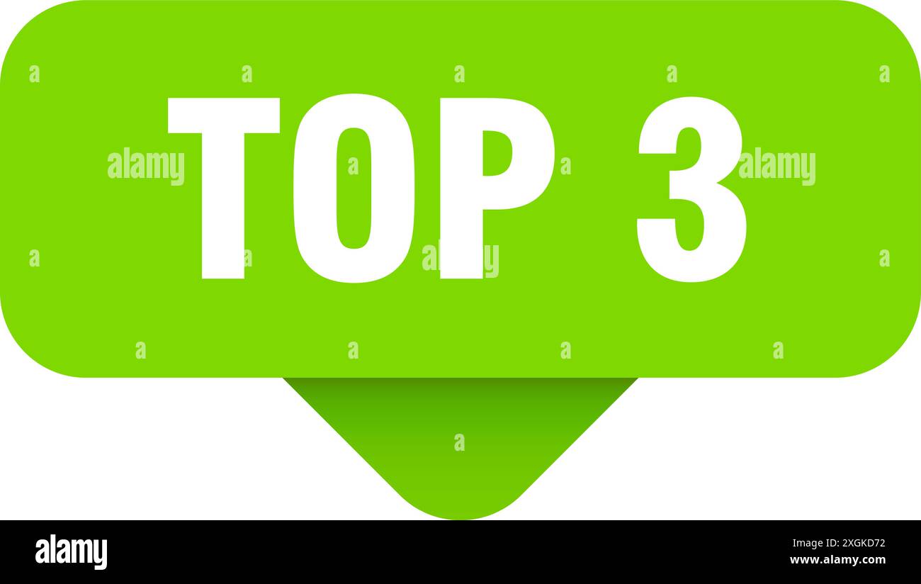 top 3 sticker. top 3 sign on transparent background. rectangular button ...