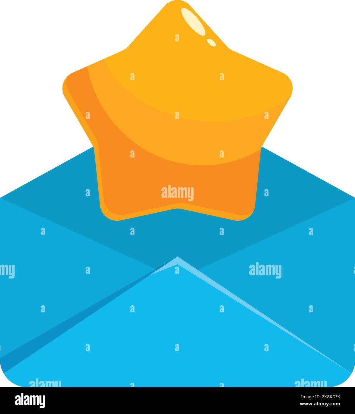 Open blue envelope with a gold star appearing from inside Cut Out Stock ...