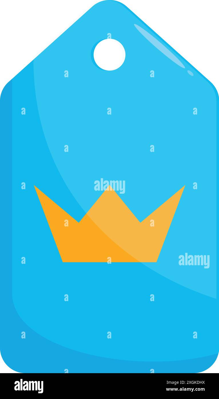 Blue tag showing a crown, representing a premium quality product or ...