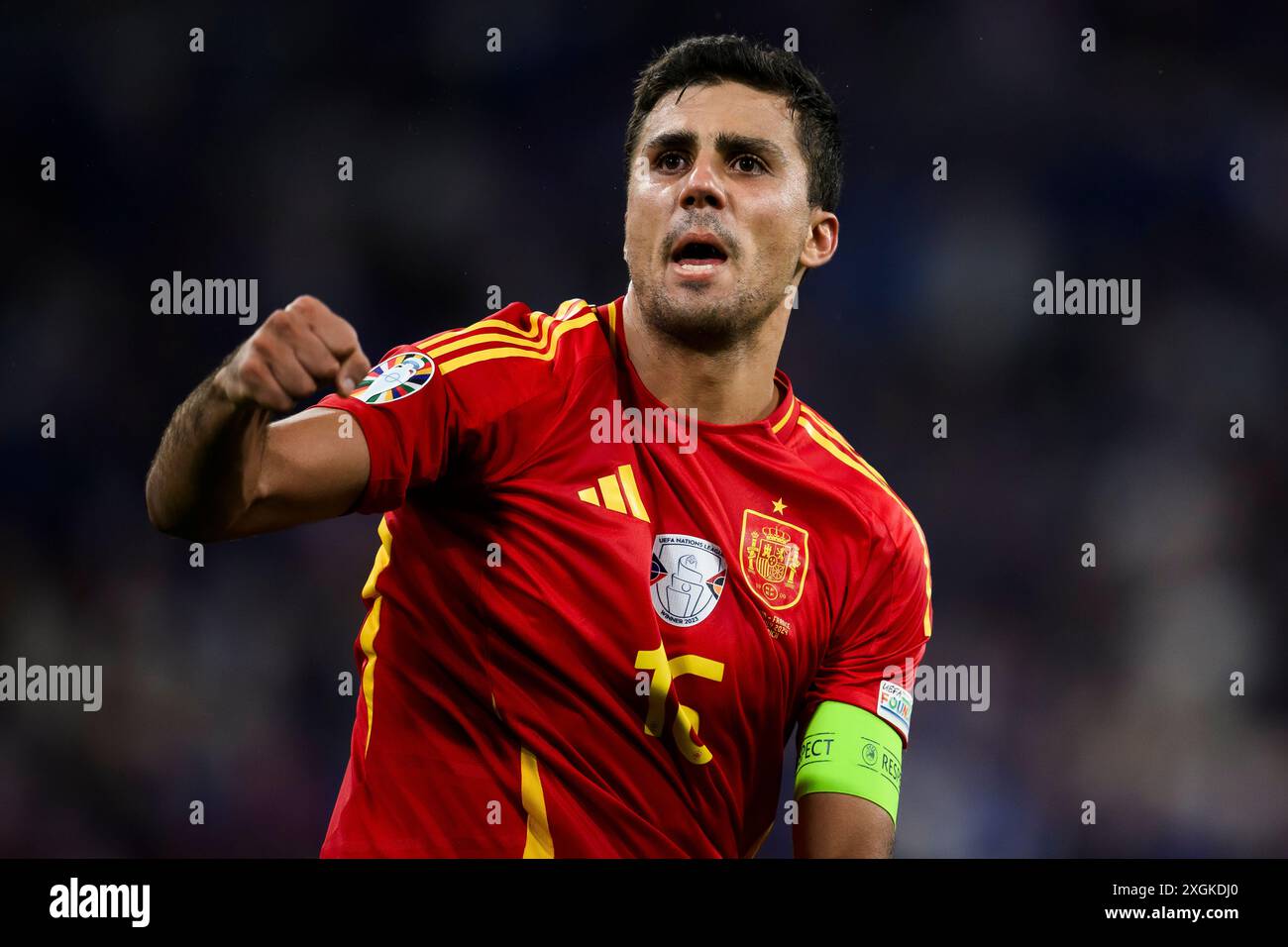 Munich, Germany. 9 July 2024. Alex Baena of Spain celebrates the ...