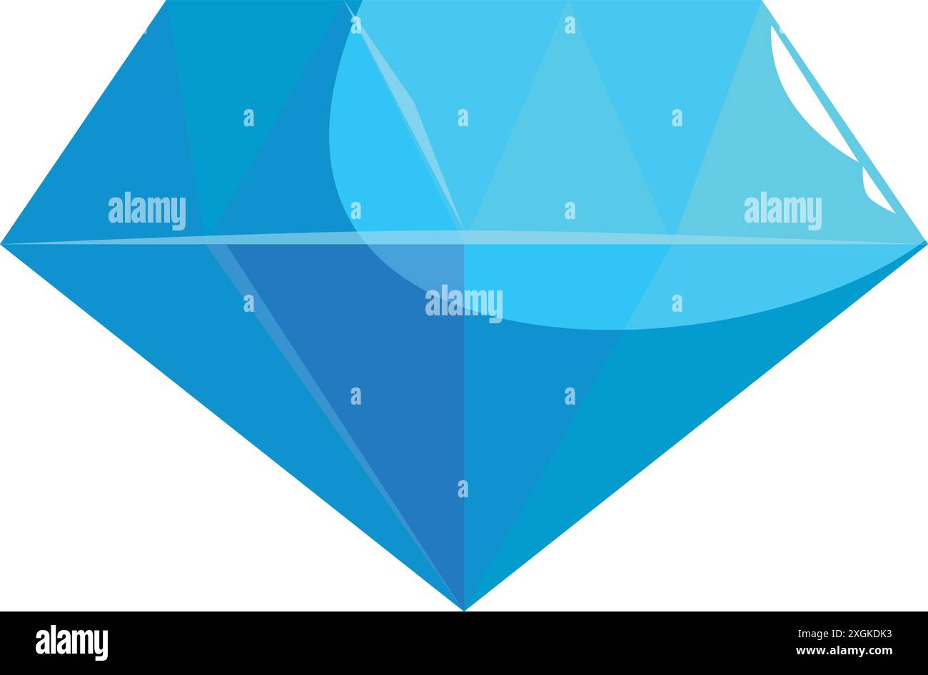 Big blue diamond shining brightly, cartoon illustration isolated on ...