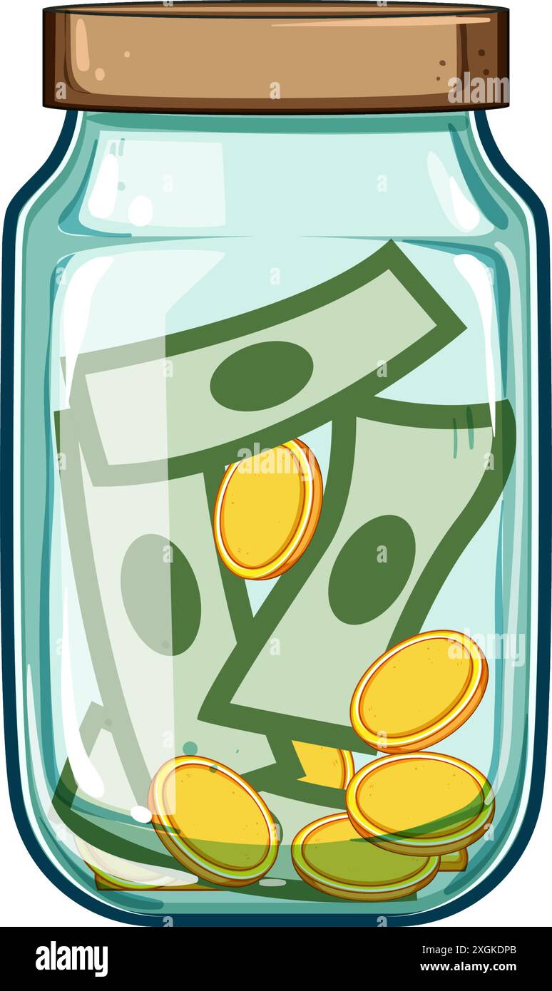 economy coin jar cartoon vector illustration Stock Vector Image & Art ...