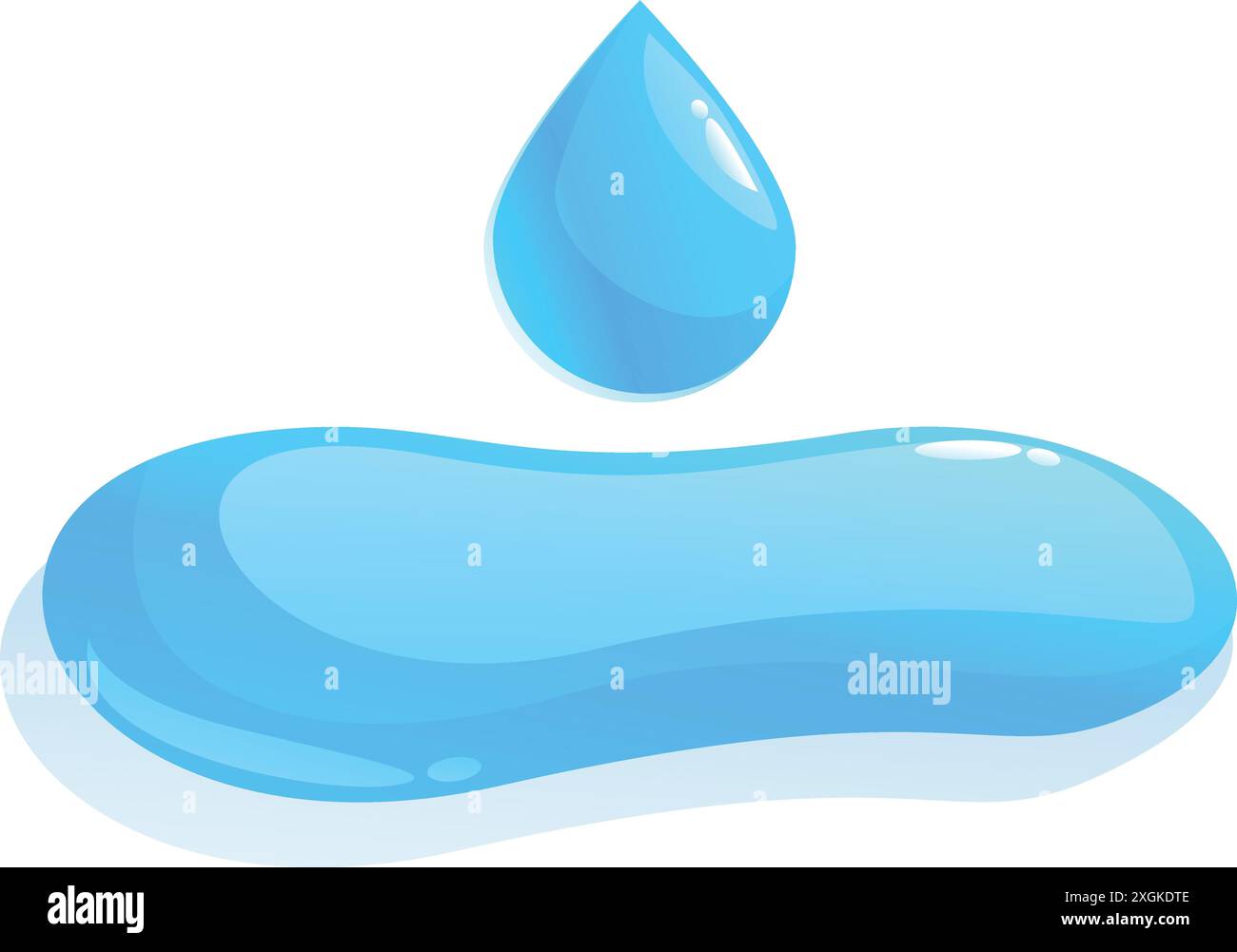 Cartoon style illustration of a single water drop falling on a blue ...