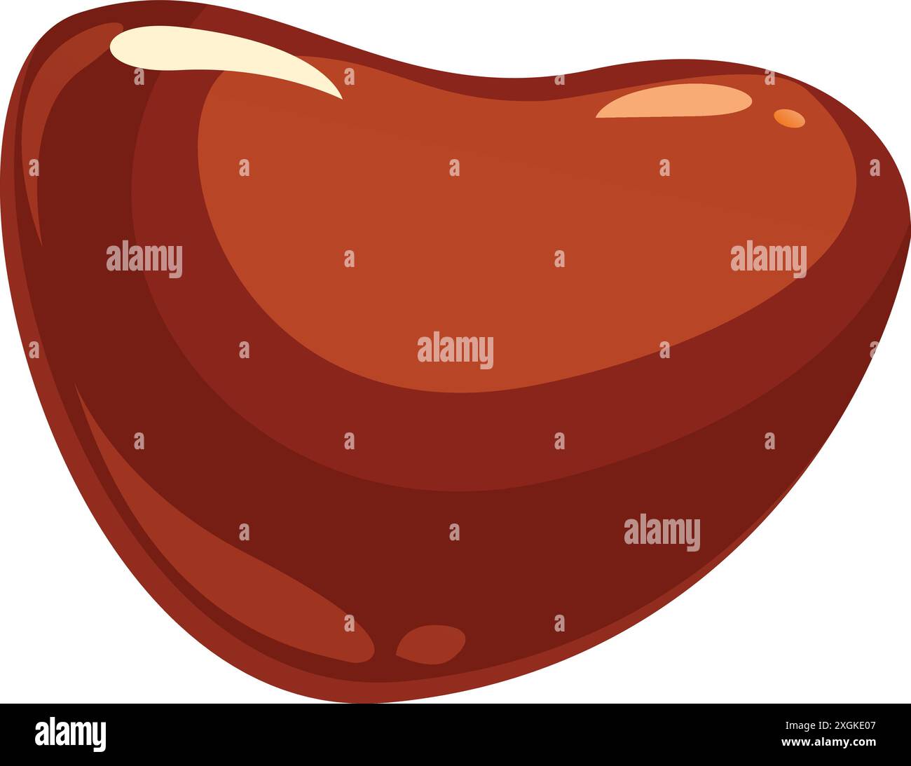 Cartoon illustration of a single, red kidney bean floating on a white ...