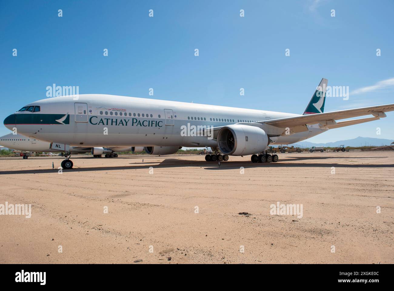 Cathay Pacific Airways Boeing 777-200 aircraft at the Pima Air & Space Museum in Tucson, AZ, USA ...