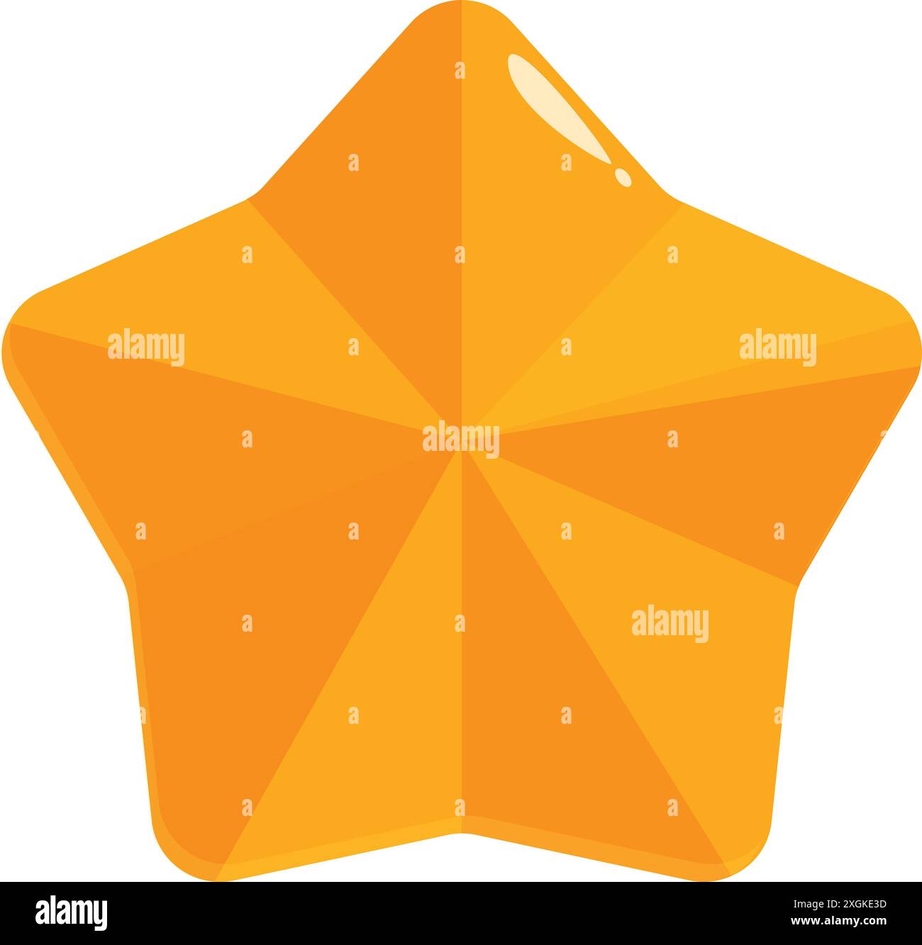 Shiny yellow star with bevelled edges is appearing on white background ...