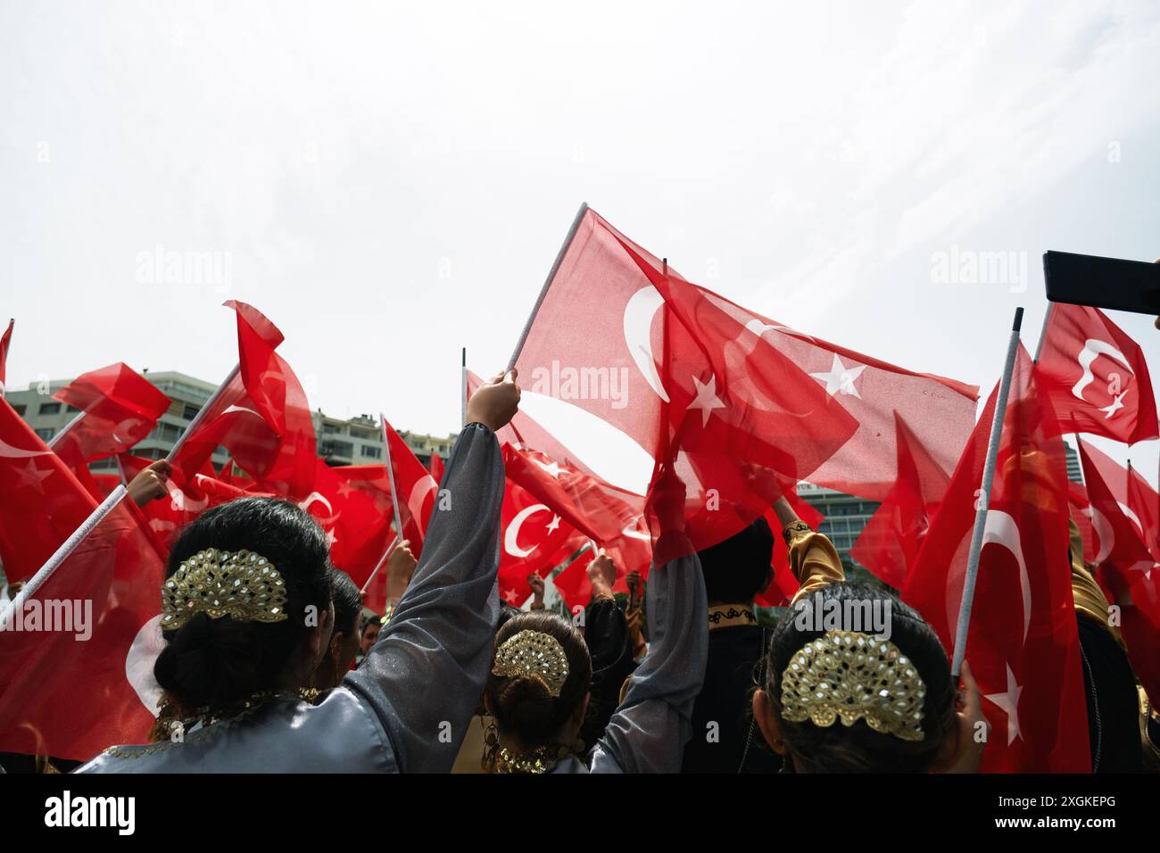 Izmir, Turkey - May 19 2024: Young athletes marching with Turkish flags ...