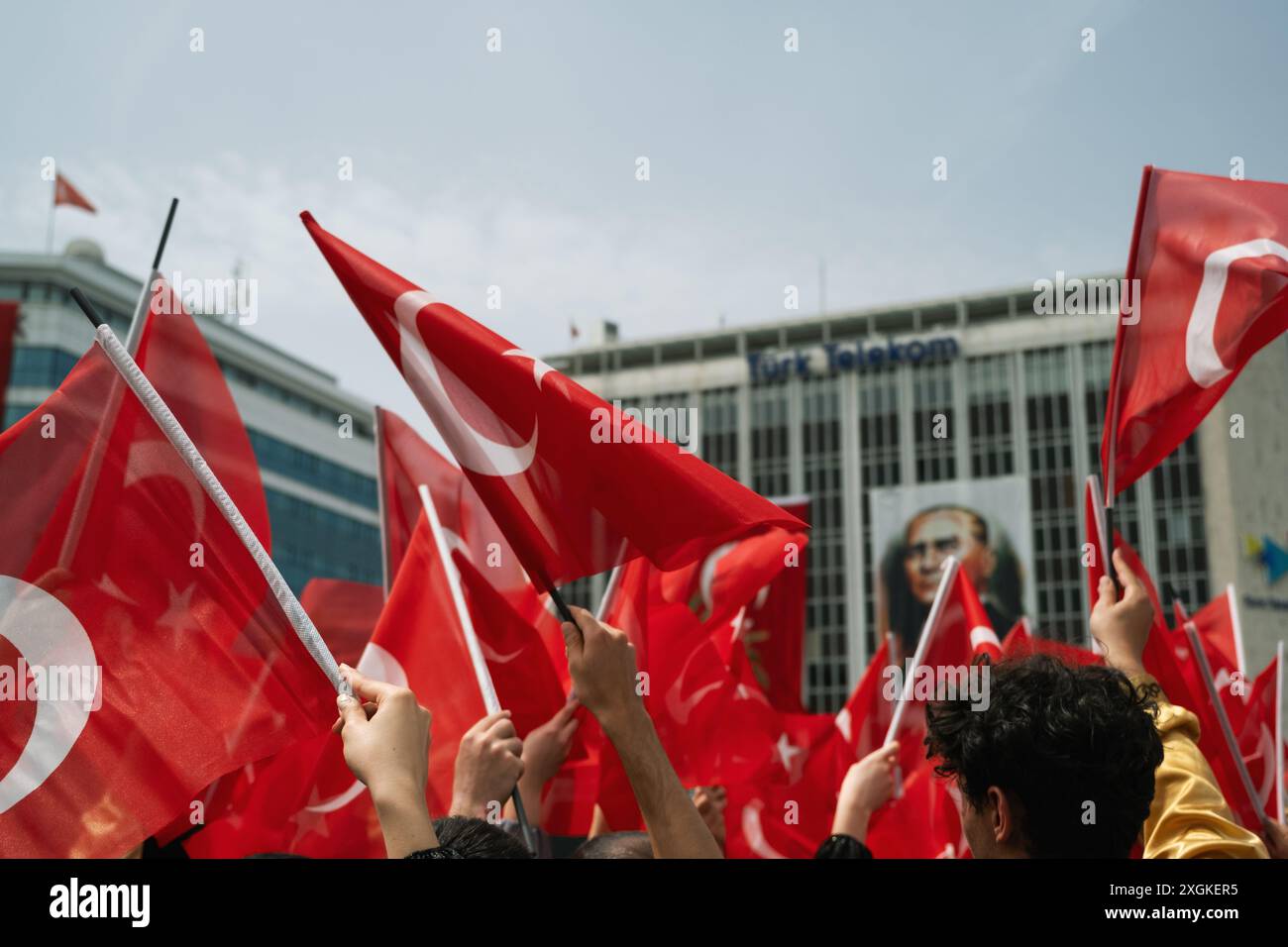 Izmir, Turkey - May 19 2024: Young athletes marching with Turkish flags ...