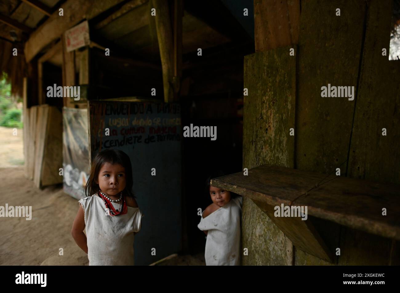 Indigenous Kogi children play joyfully in the Kogui Taiku community ...