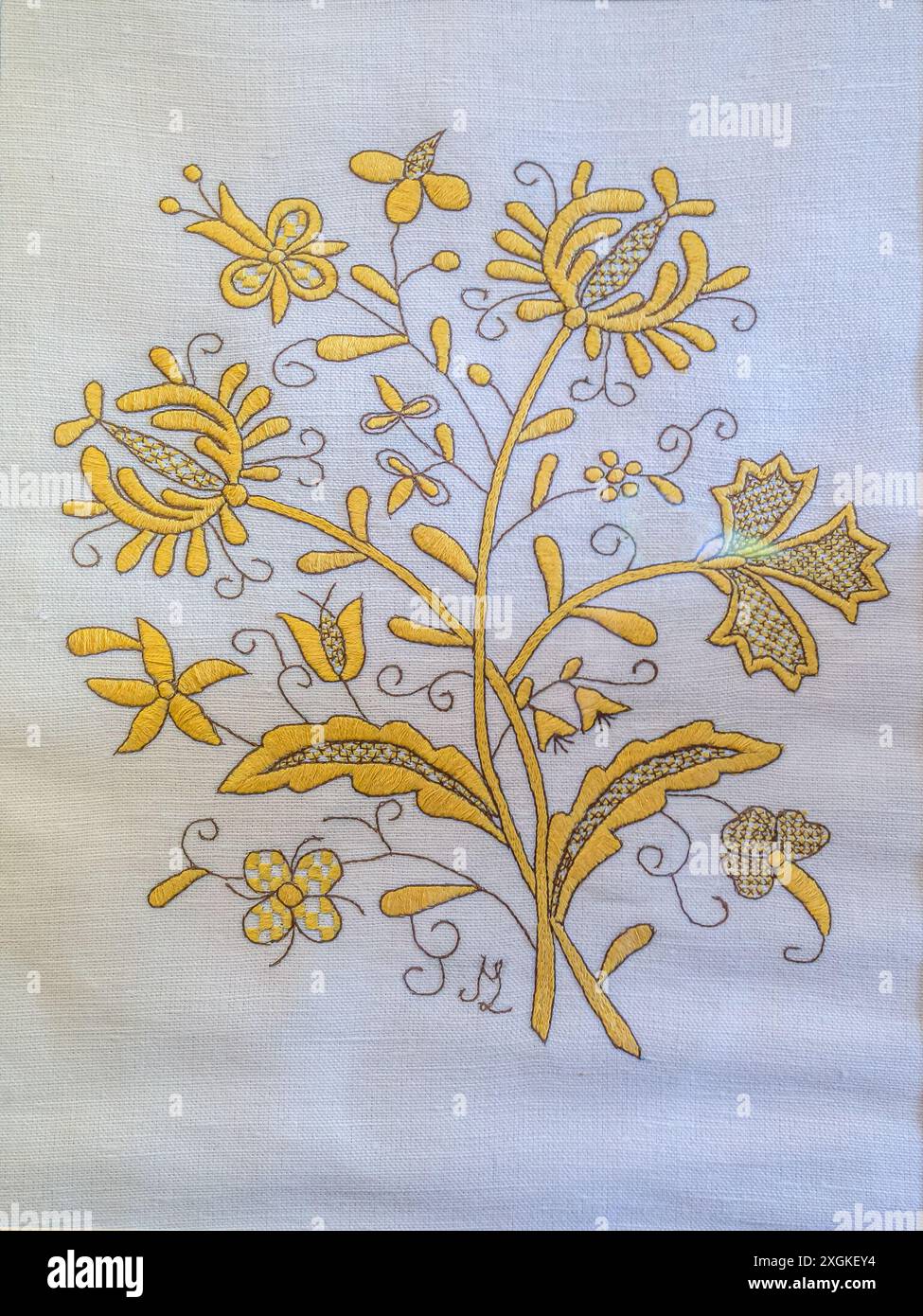 Fabric with traditional Kashubian embroidery pattern Stock Photo - Alamy