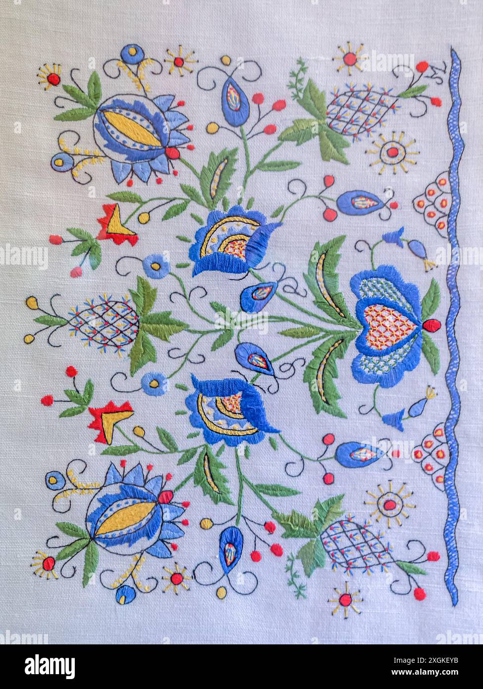 Fabric with traditional Kashubian embroidery pattern Stock Photo - Alamy