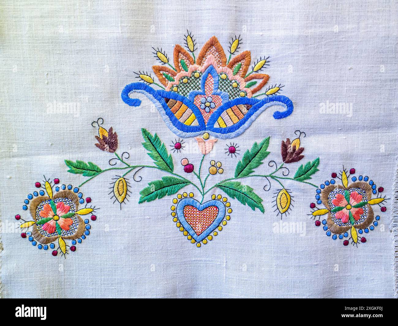 Fabric with traditional Kashubian embroidery pattern Stock Photo - Alamy