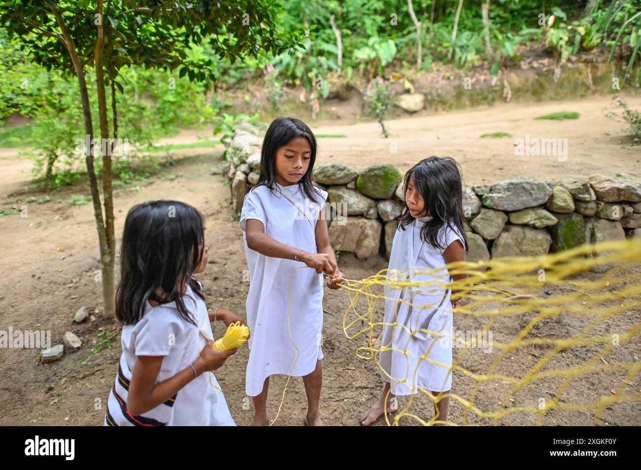 Indigenous Kogi children play joyfully in the Kogui Taiku community ...