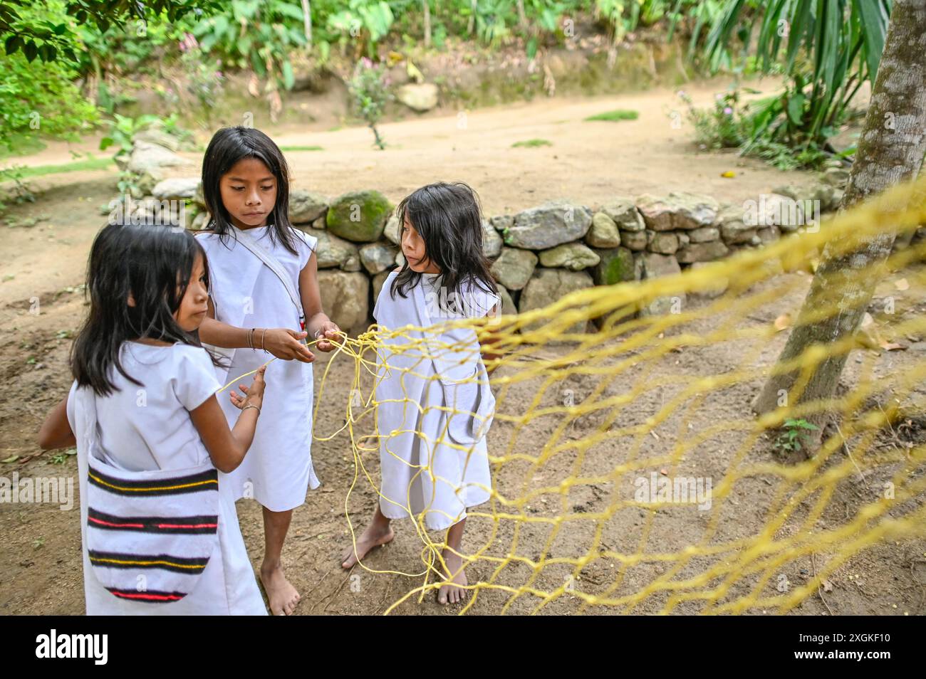 Indigenous Kogi children play joyfully in the Kogui Taiku community ...