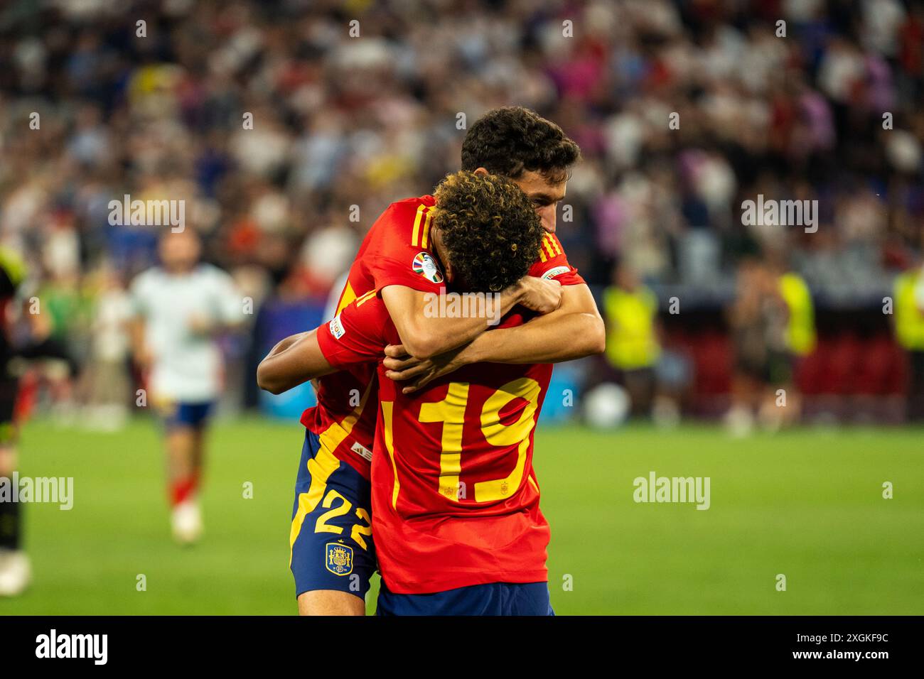 Munich, Germany. 09th July, 2024. Lamine Yamal (19) of Spain seen in ...