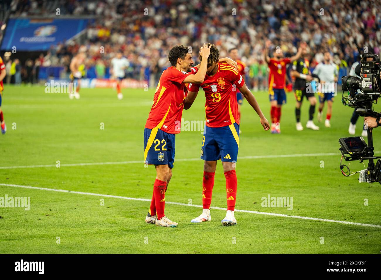 Munich, Germany. 09th July, 2024. Lamine Yamal (19) of Spain seen in ...