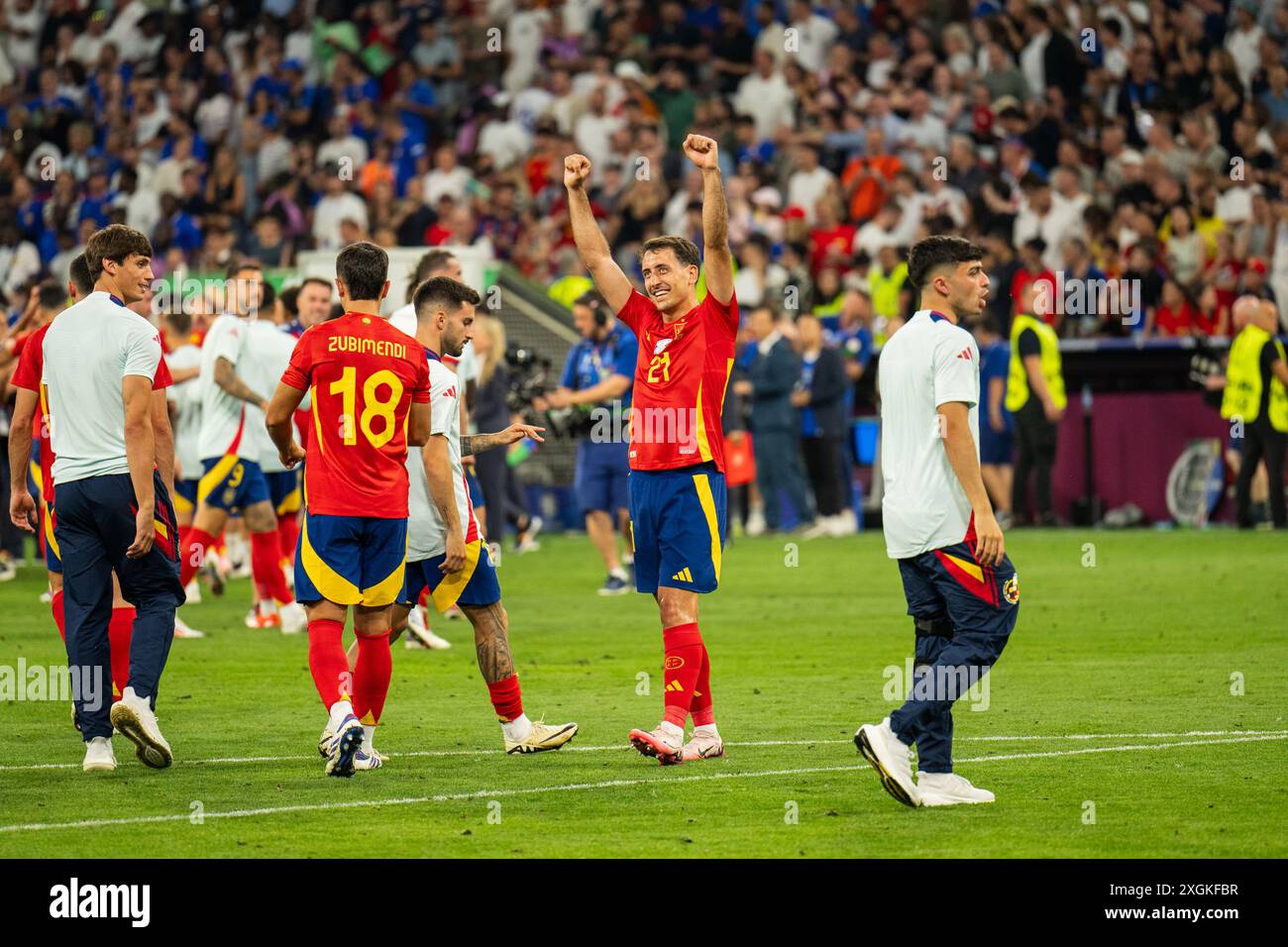 Munich, Germany. 09th July, 2024. Mikel Oyarzabal (21) of Spain seen in ...