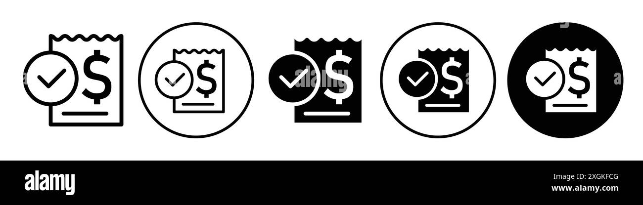 Bill Paid Icon logo sign vector outline in black and white color Stock ...