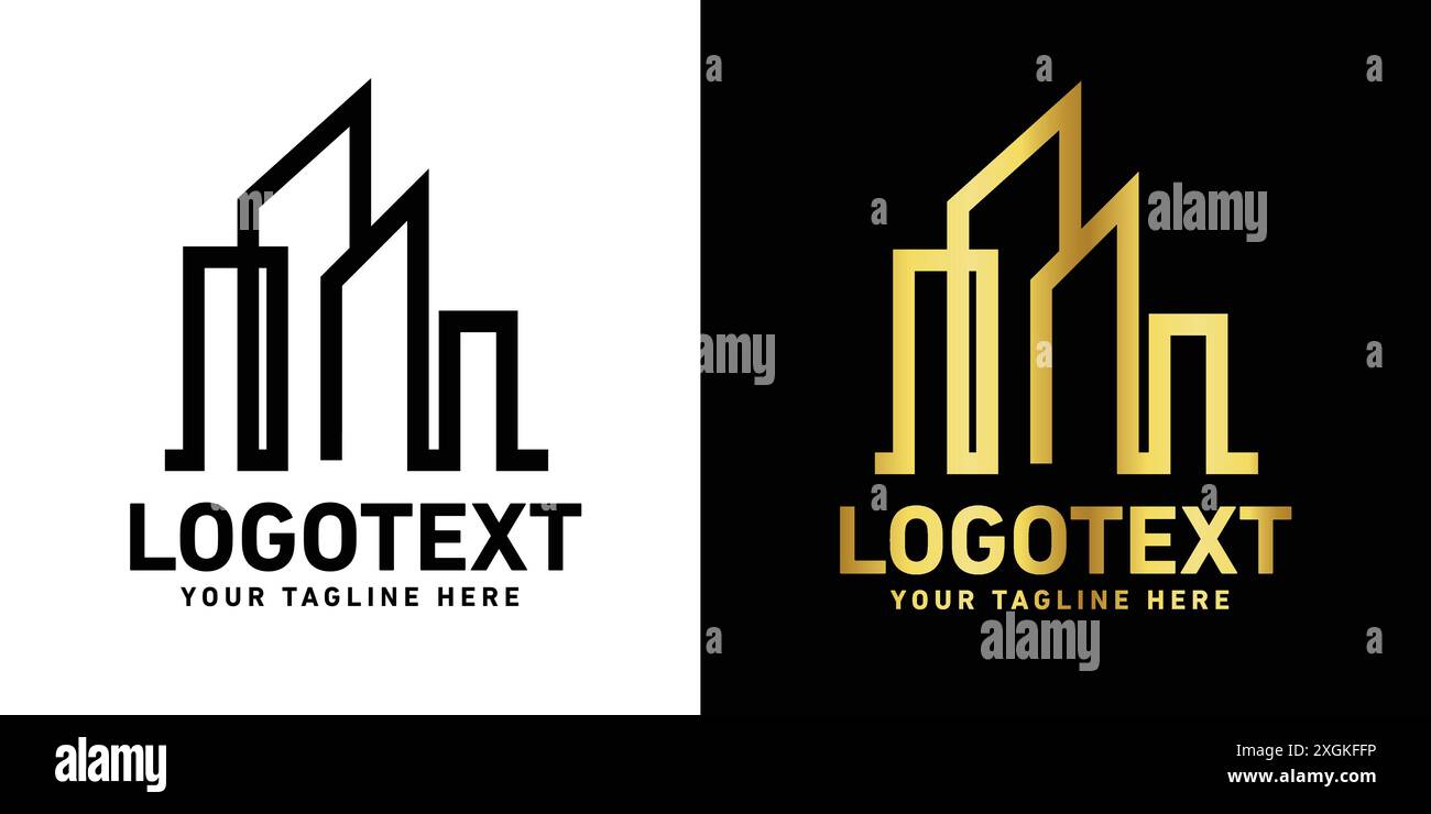 building logo 1 logo sign vector outline in black and white color Stock ...