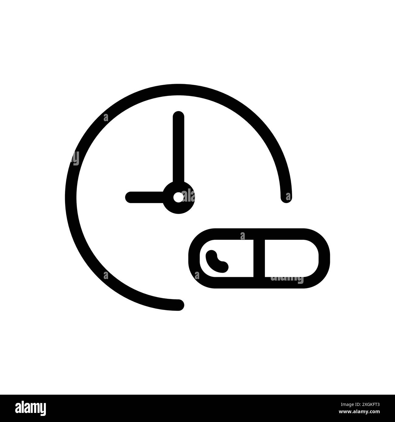 Dose time icon logo sign vector outline in black and white color Stock ...