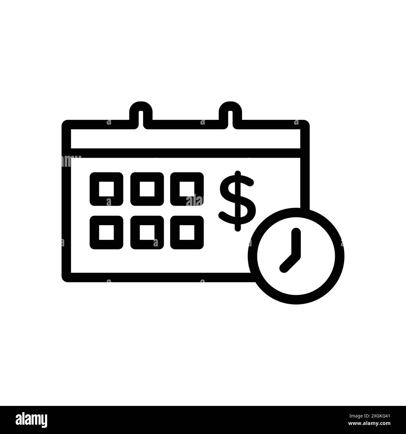 Payment due date Icon logo sign vector outline in black and white color ...