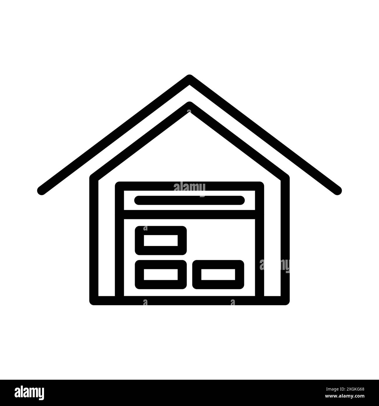 Warehouse icon logo sign vector outline in black and white color Stock ...