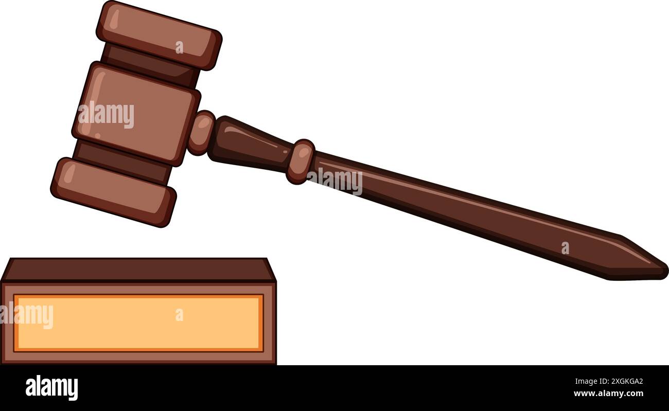 trial judge hammer cartoon vector illustration Stock Vector Image & Art ...