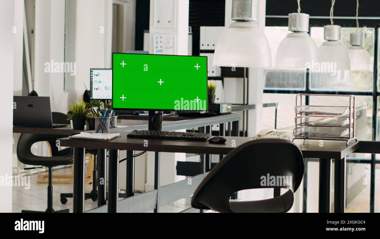 Empty office desk greenscreen display hi-res stock photography and ...