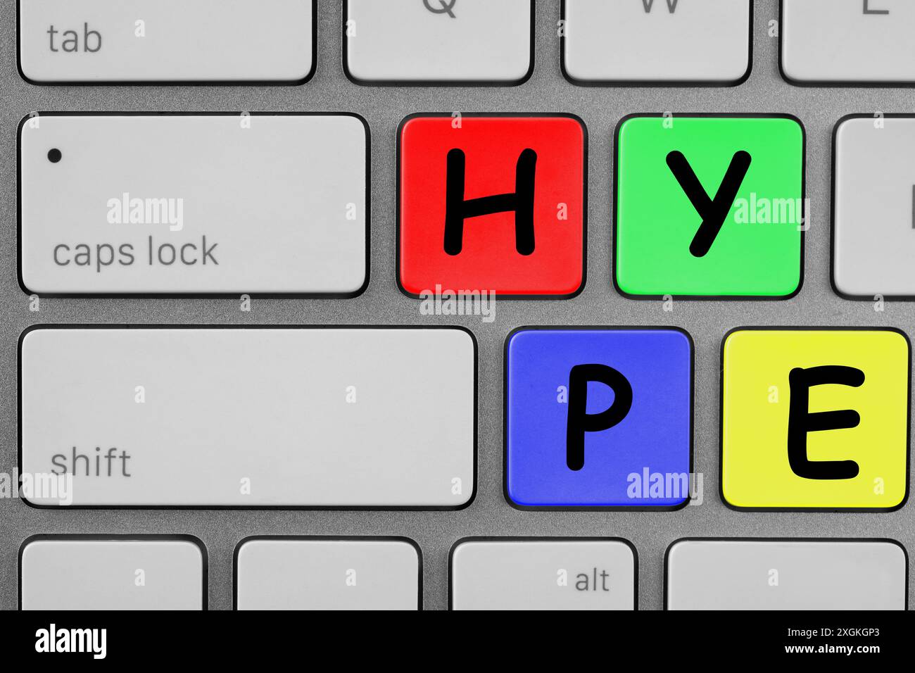 Hype word on computer keyboard, top view Stock Photo - Alamy