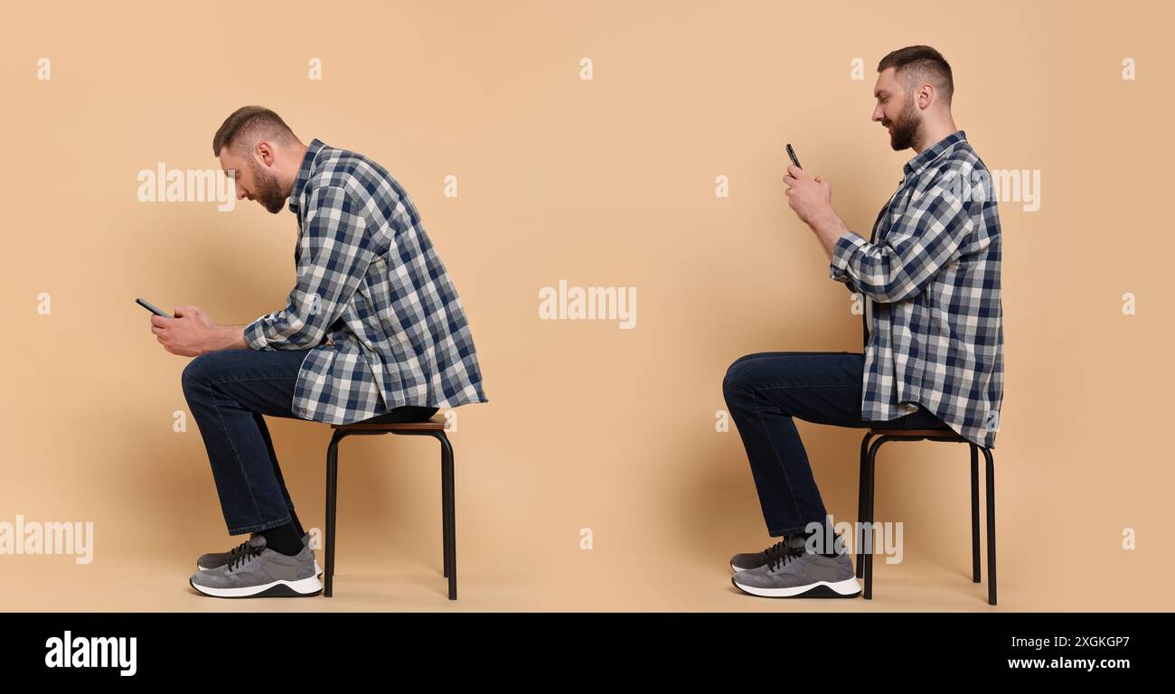Woman smartphone bad posture hi-res stock photography and images - Alamy