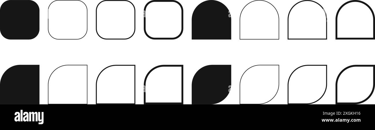 Set of square, arch, half arc and leaf shapes and frames. Templates for ...