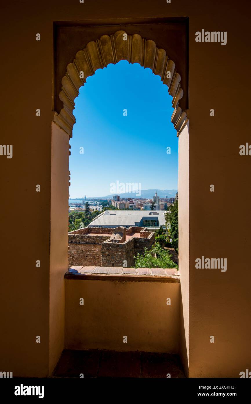 The Alcazaba and Castle of Gibralfaro on Mount Malaga above the old ...