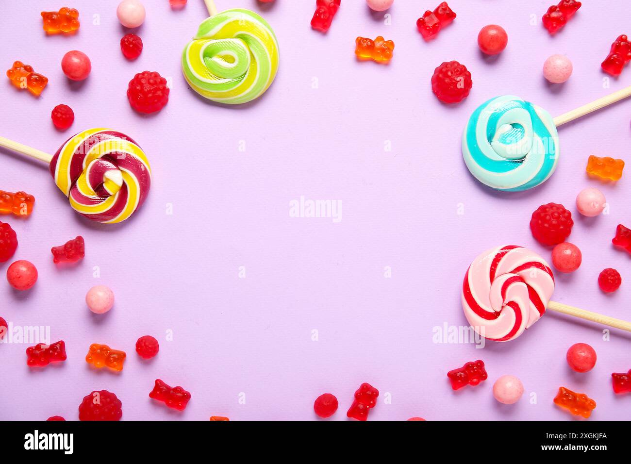 Frame made candies lollipops hi-res stock photography and images - Alamy