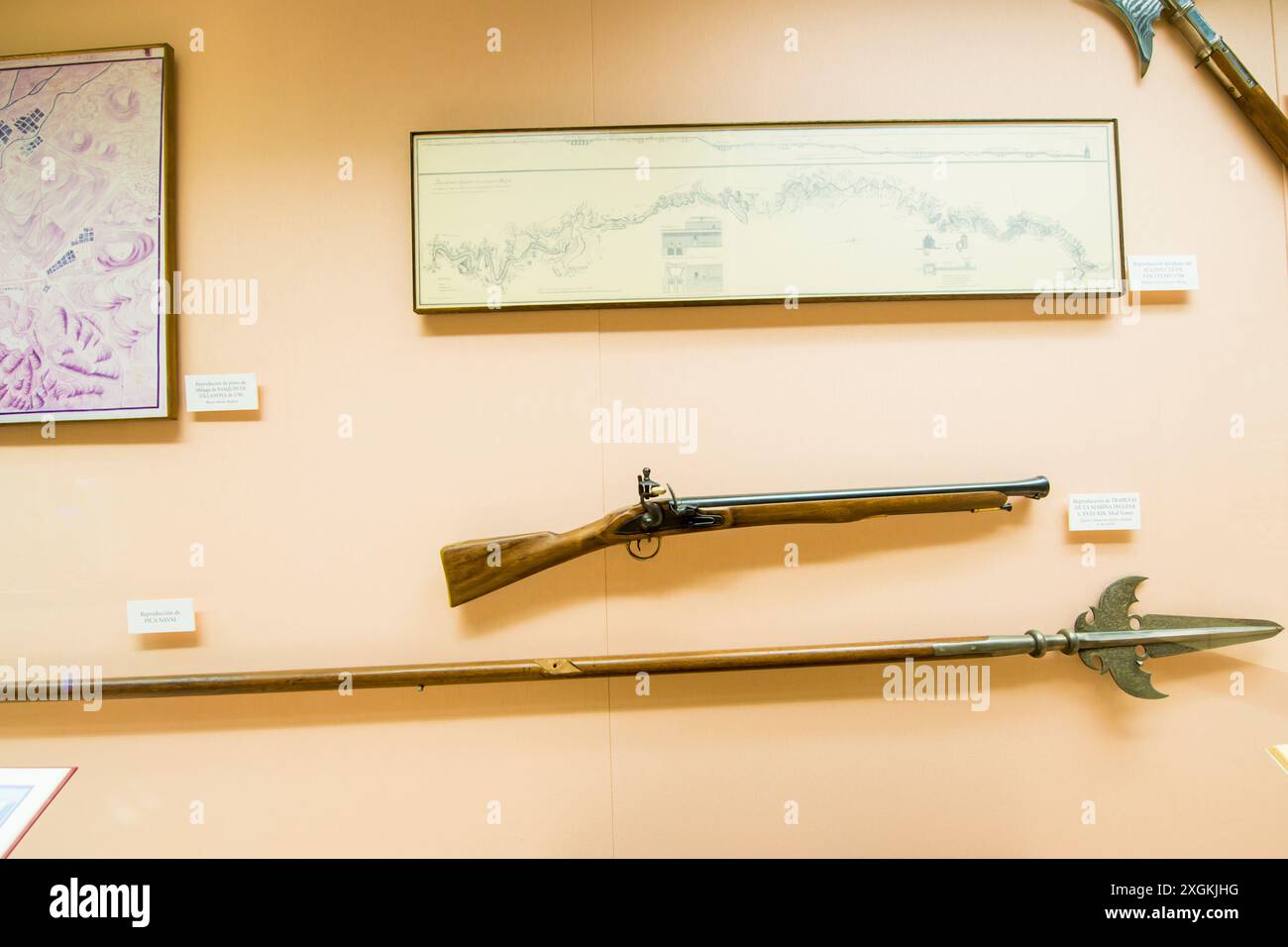 Ancient weapons in the museum at the Alcazaba and Castle of Gibralfaro ...