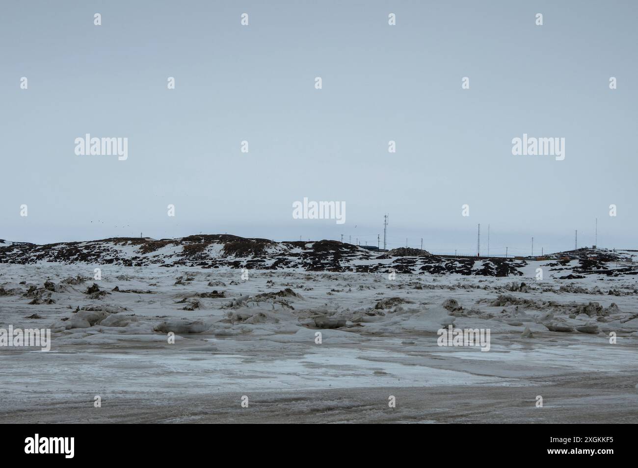 View of ice mounds on Frobisher Bay in Iqaluit, Nunavut, Canada Stock ...