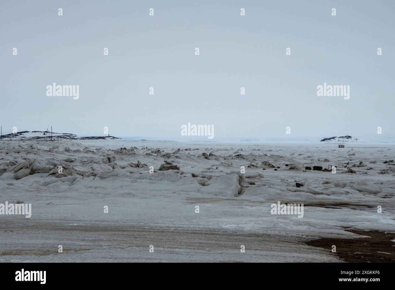 View of ice mounds on Frobisher Bay in Iqaluit, Nunavut, Canada Stock Photo - Alamy