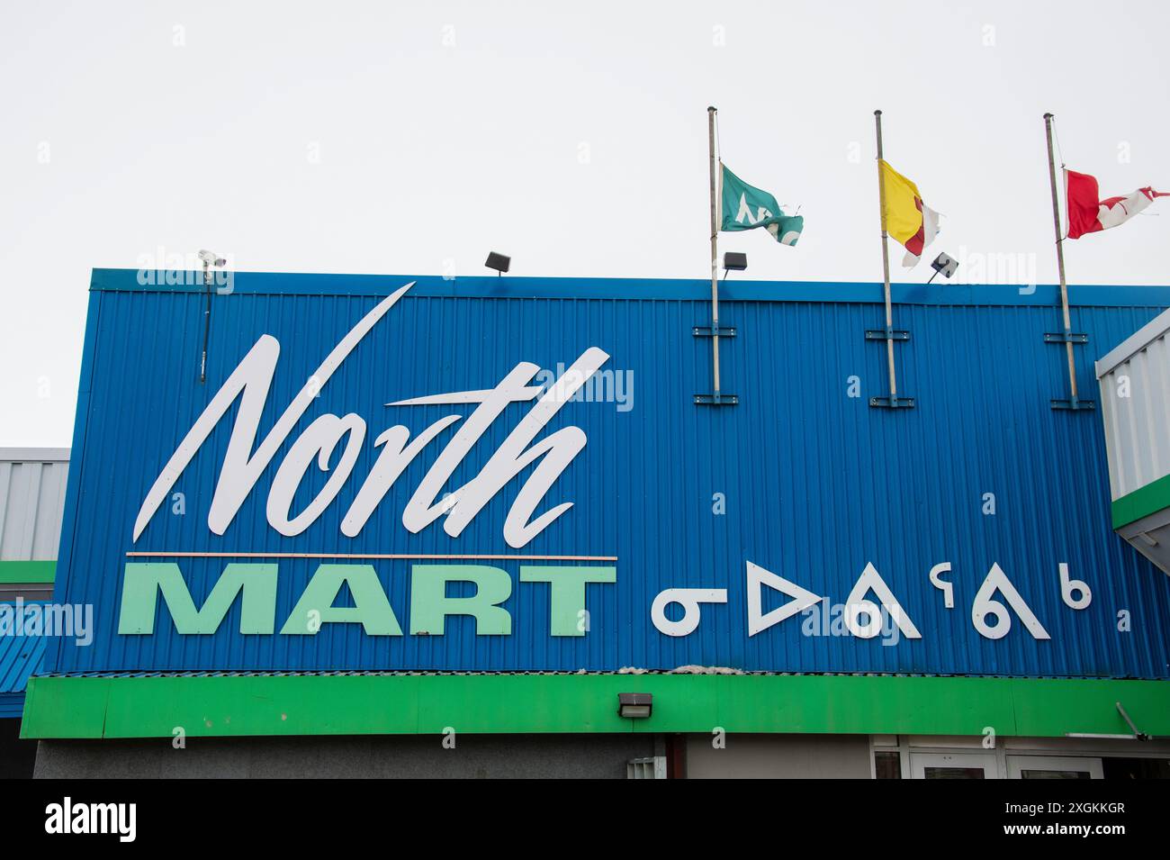 Bilingual North Mart department grocery store sign in English and ...