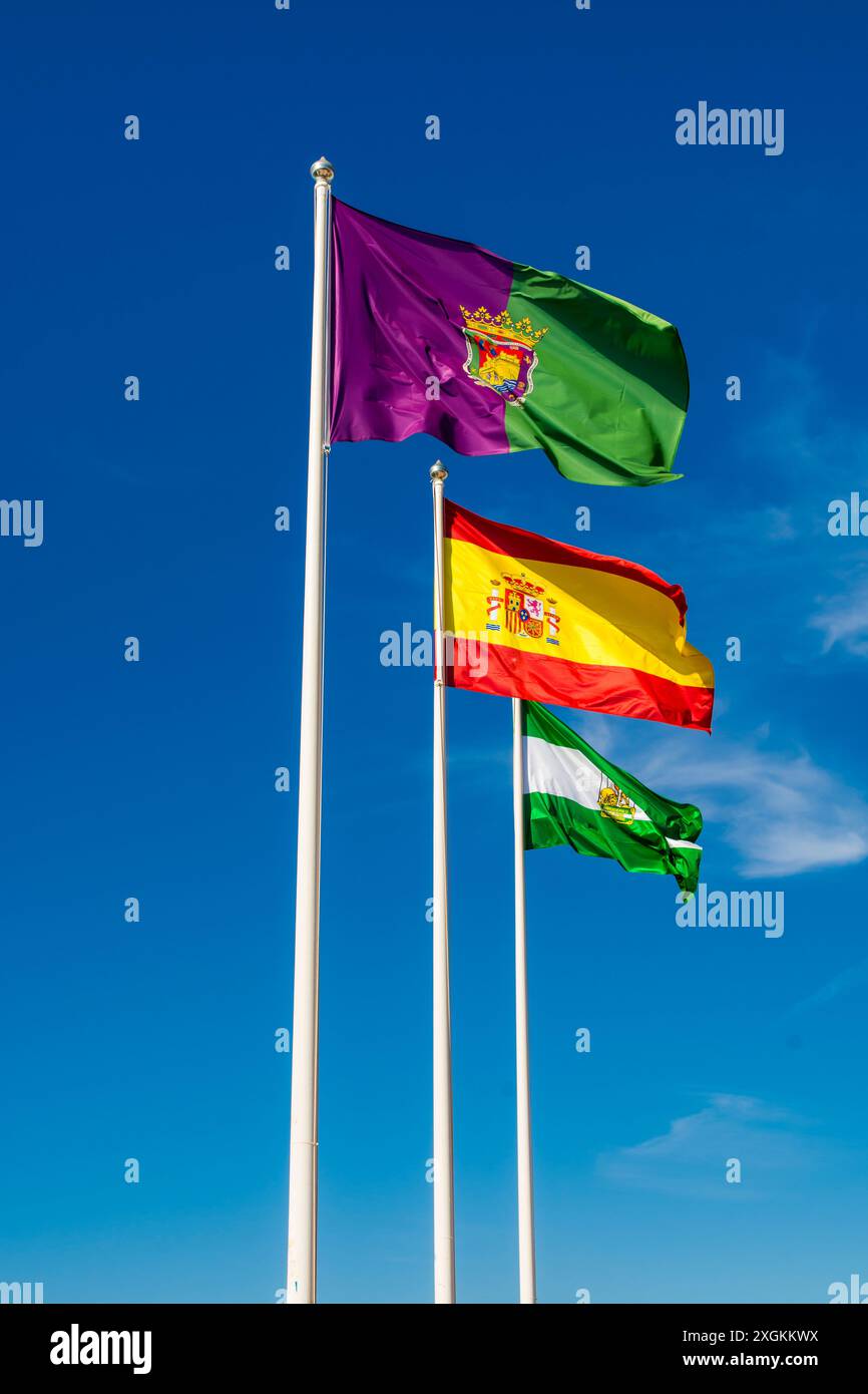 Spanish flags on gibralfaro castle hi-res stock photography and images ...