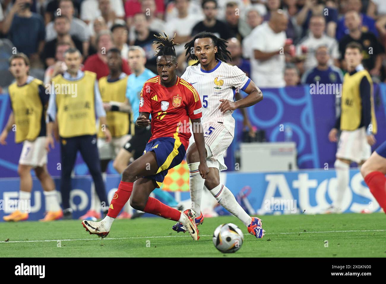 Nico Williams (Spain)Jules Kounde (France) during the UEFA Euro Germany ...