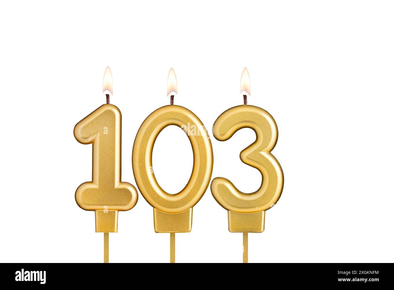 Birthday candle number 103 on white background Stock Photo - Alamy