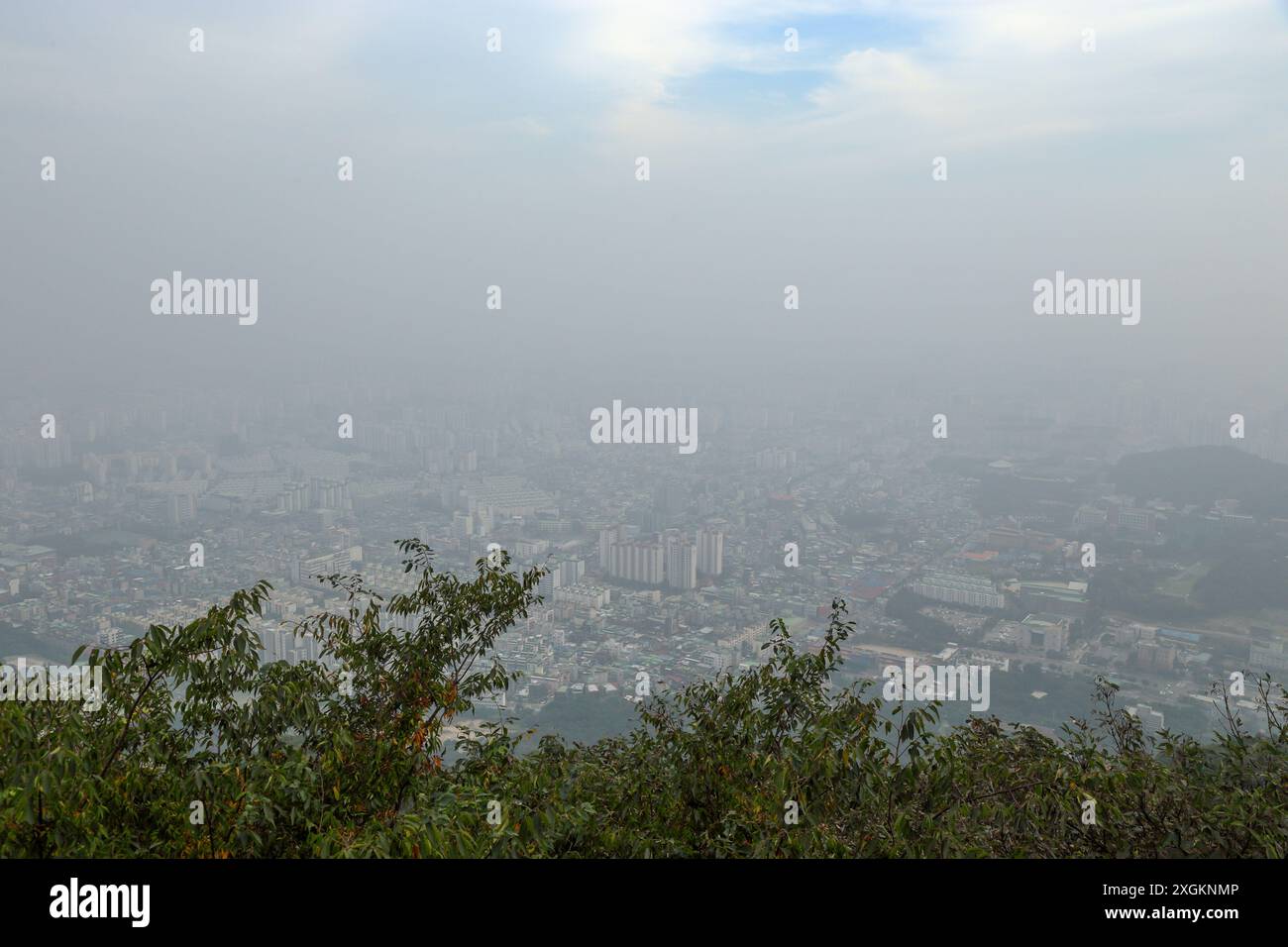 Visible air pollution in one of cities in South Korea Stock Photo - Alamy