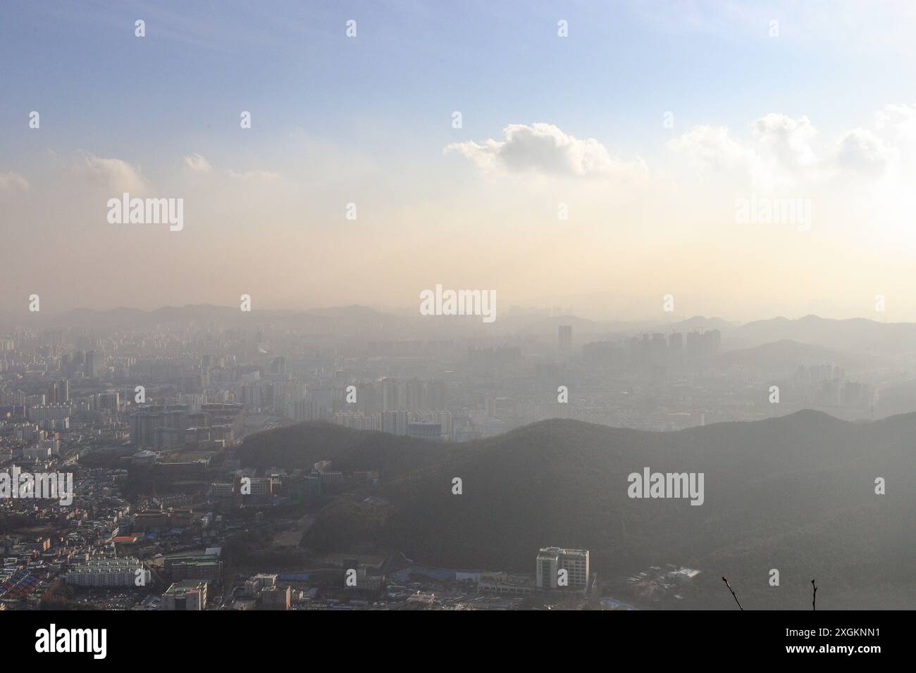 Visible air pollution in one of cities in South Korea Stock Photo - Alamy