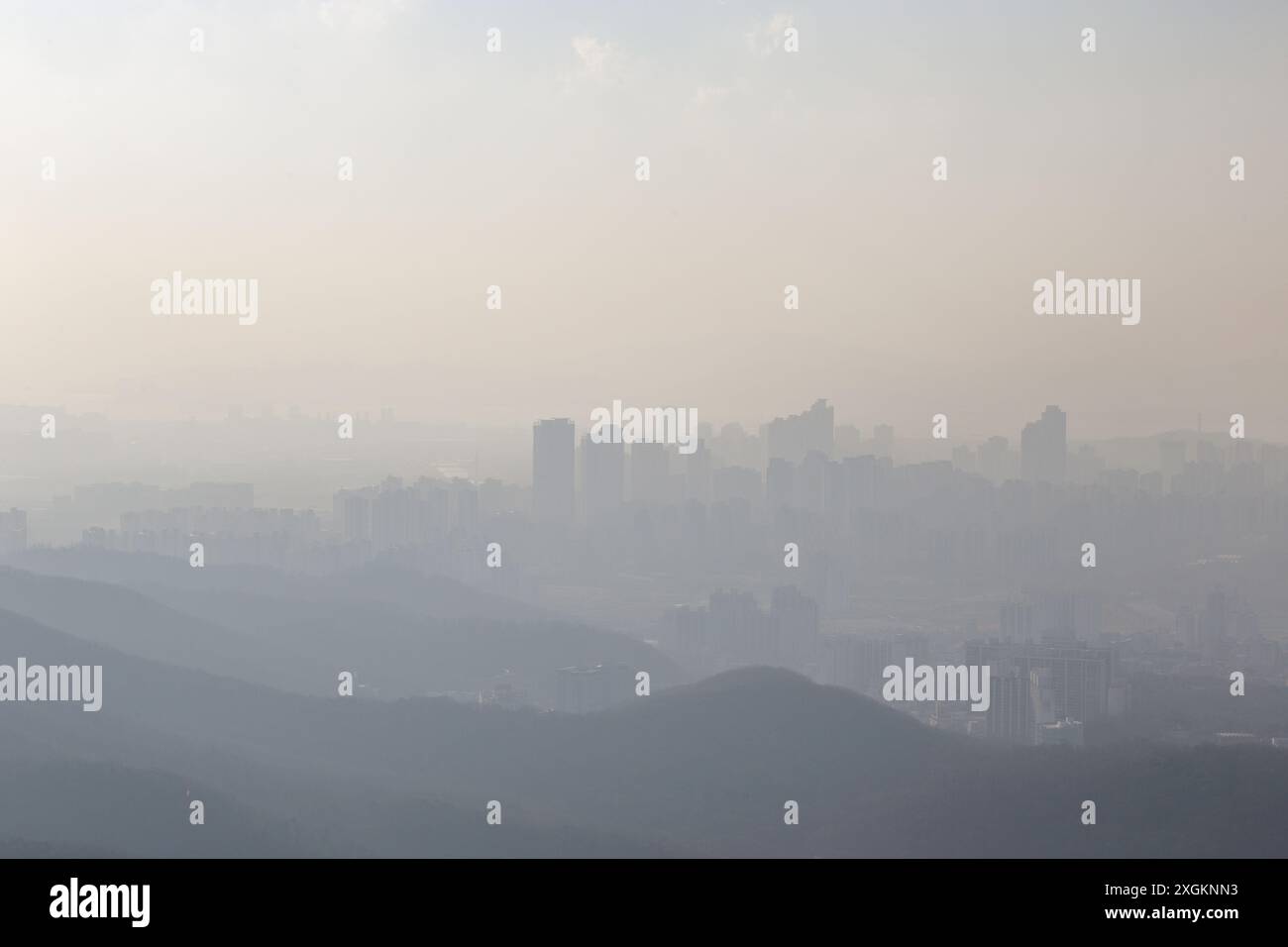 Visible air pollution in one of cities in South Korea Stock Photo - Alamy