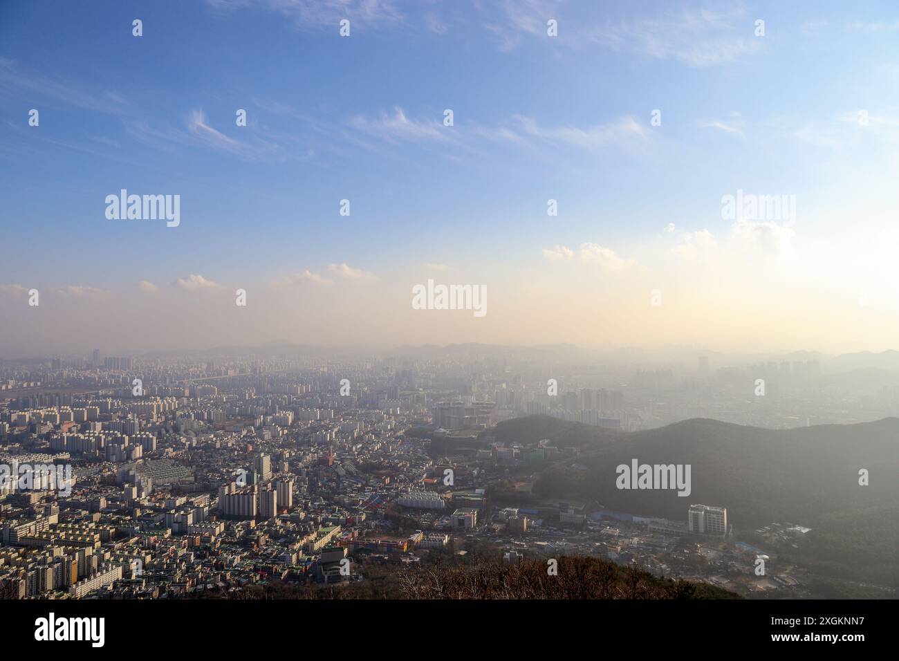 Visible air pollution in one of cities in South Korea Stock Photo - Alamy
